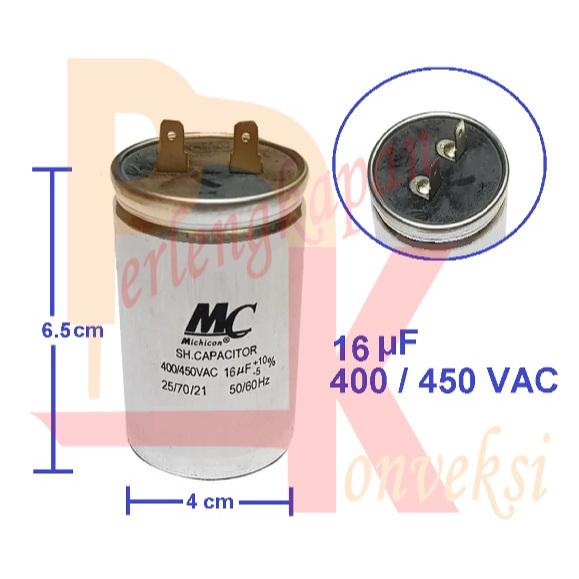 Jual Kapasitor MICHICON MC 16UF 16MF 16 UF MF Microfarad 250V 400V 450V ...