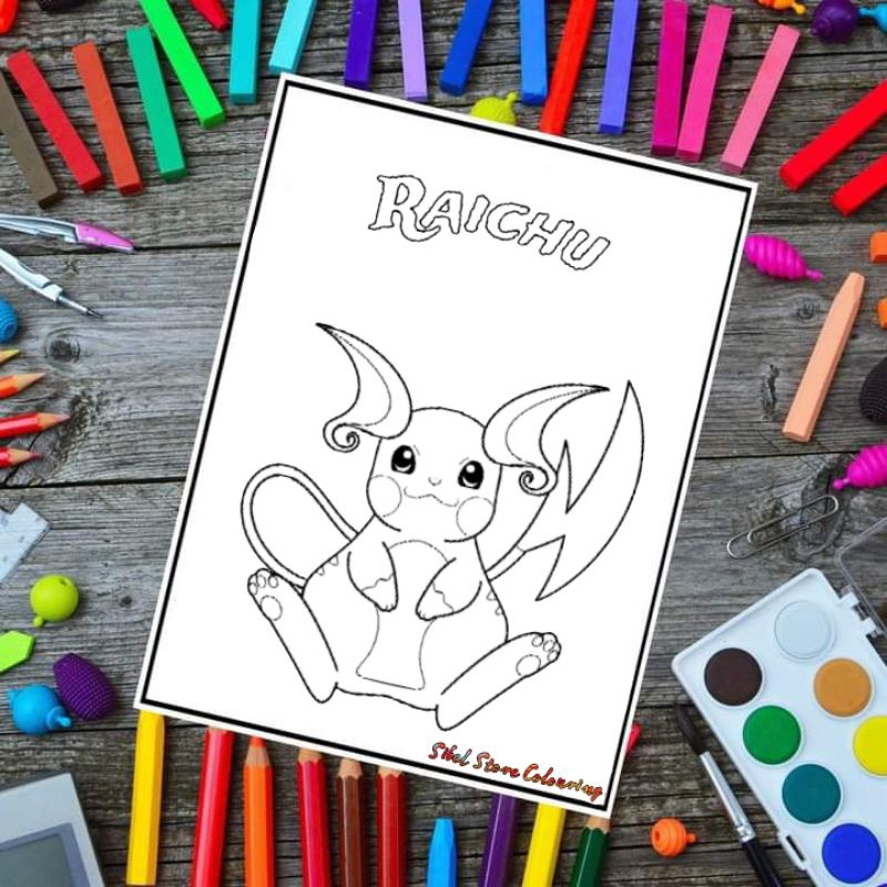 Jual Kertas Gambar Mewarnai Anak isi 17 lembar Khusus Tema Raichu ...