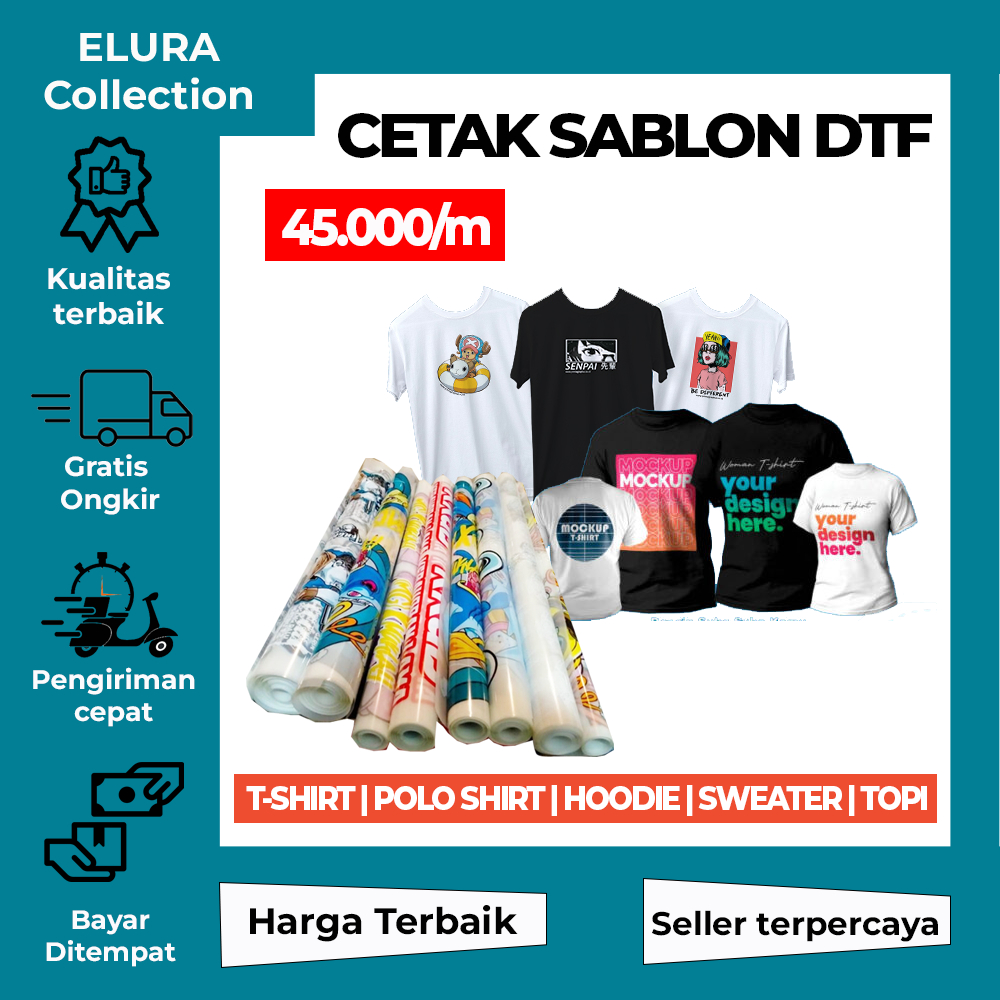 Jual JASA CETAK / PRINT SABLON DTF CUSTOM PER METER FORMAT 58 x 100 CM | Shopee Indonesia
