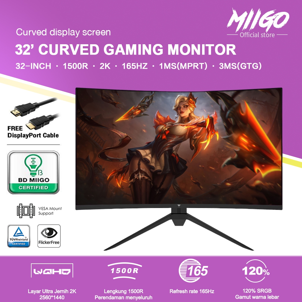 Jual MIIGO - Monitor tatap muka 32 inci, monitor definisi tinggi 165HZ ...