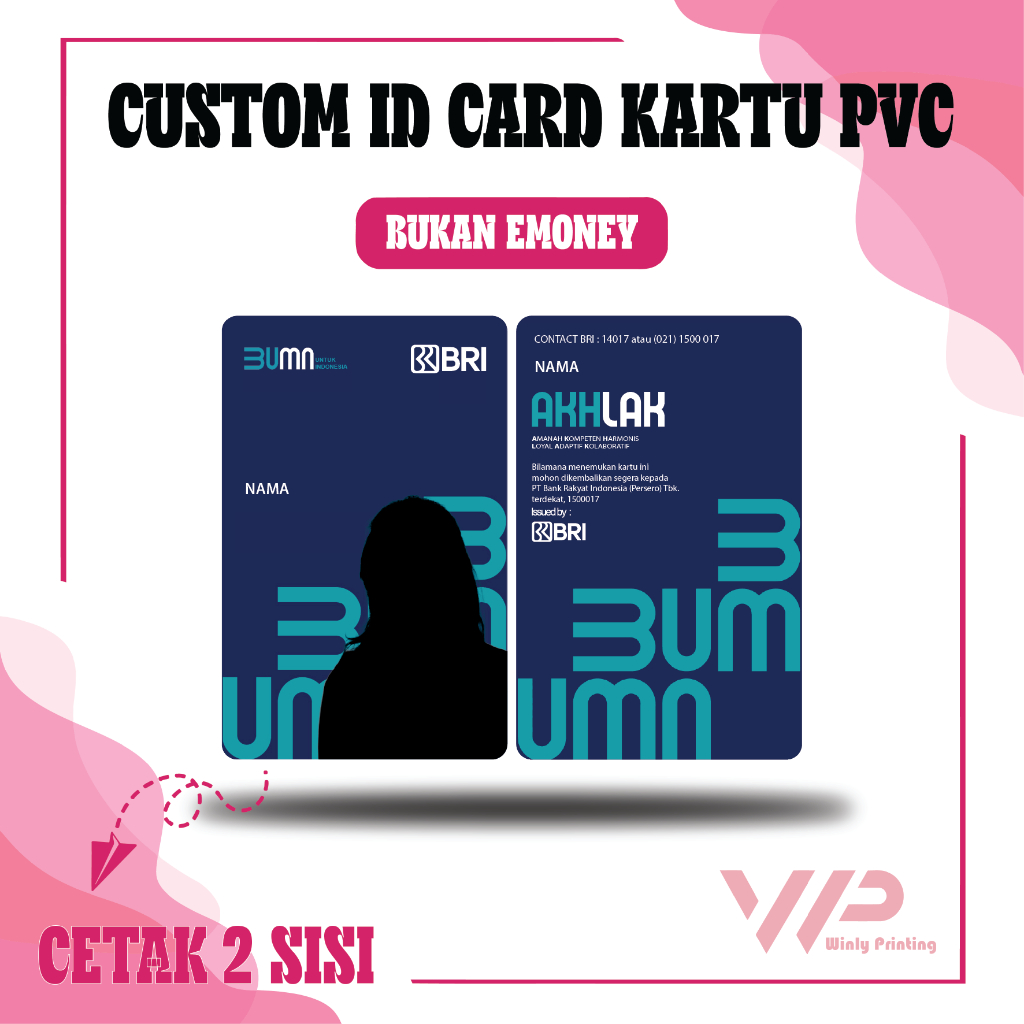 Jual CUSTOM KARTU PVC DESIGN ID CARD BANK BRI BUMN TERBARU BAHAN PVC ...