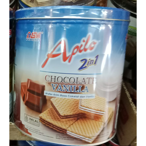 Jual APILO Chocolate Wafer Biskuit Kaleng 2in1 350gr - Chocolate ...