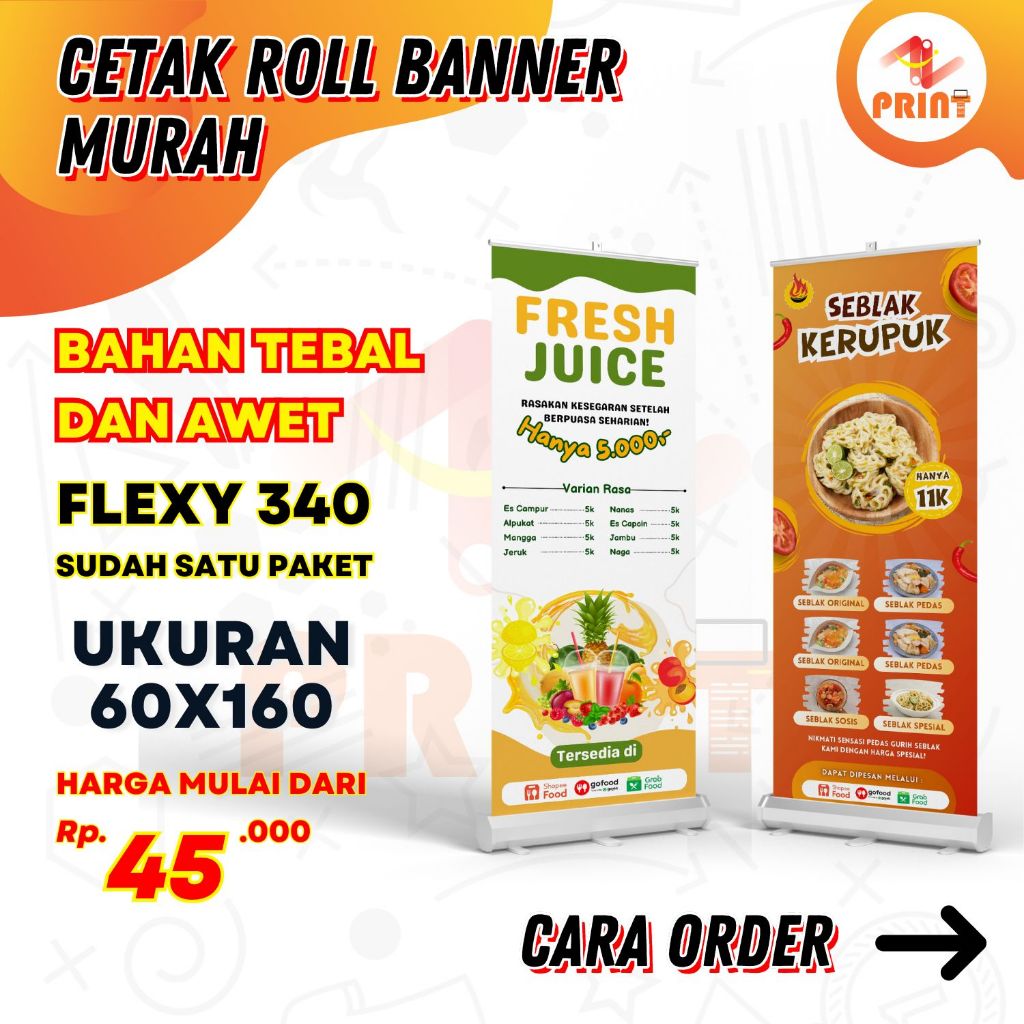 Jual CETAK ROLL BANNER MURAH BAHAN FLEXY 340 GRAM | UKURAN 60x160 | DESIGN SUKA-SUKA | REVISI ...