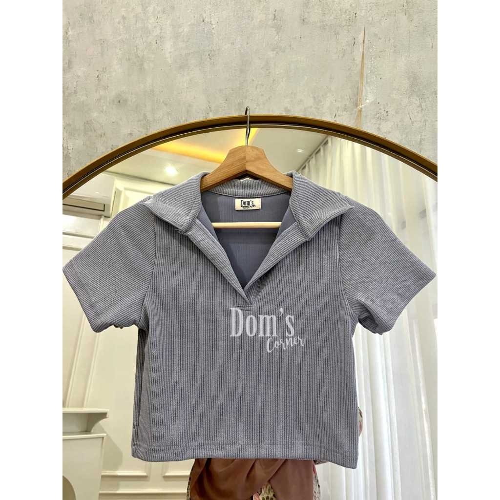 Jual Domscorner - ADA BIG SIZE - Jia collar blouse - Atasan kerah knit ...