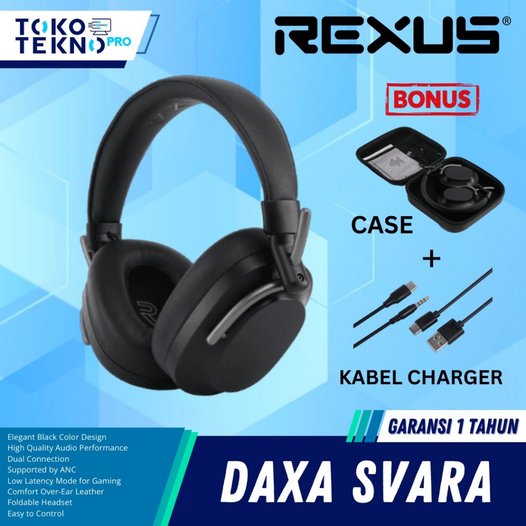 Jual Rexus Svara Daxa Headset Wireless Connection ANC Dual Mode ...