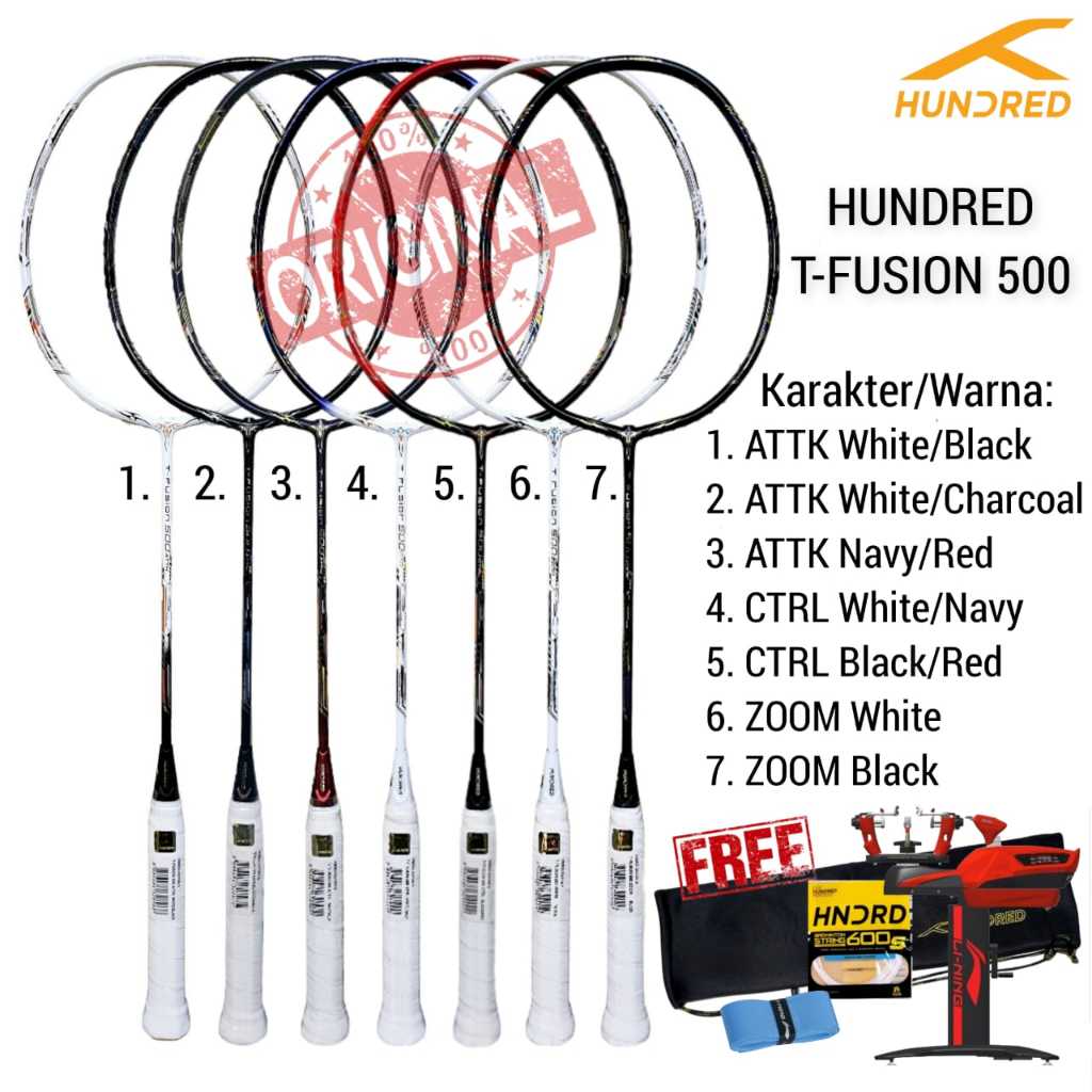 Jual Raket Badminton Hundred T-Fusion 500 ATTK CTRL ZOOM Raket ...