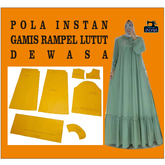 Jual POLA GAMIS DEWASA REMPEL BAWAH POLA INSTAN POLA JAHIT POLA BAJU ...