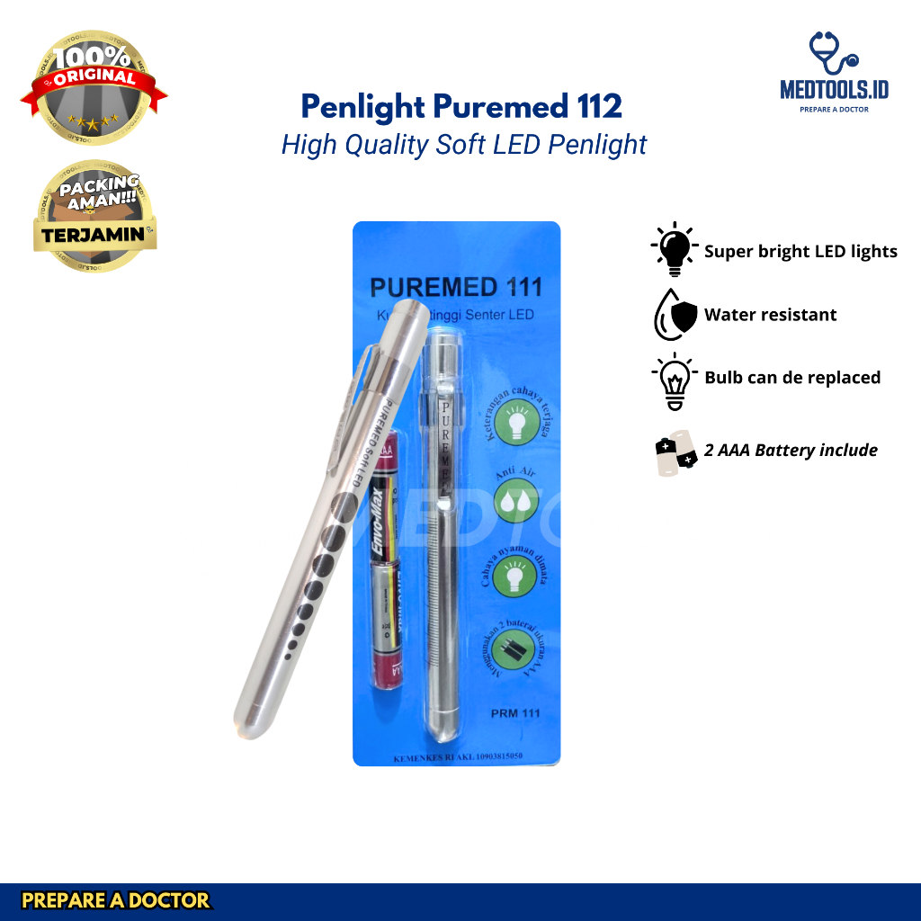 Jual PUREMED LED Penlight [ Cahaya Putih 111 / Cahaya Kuning 112 ...