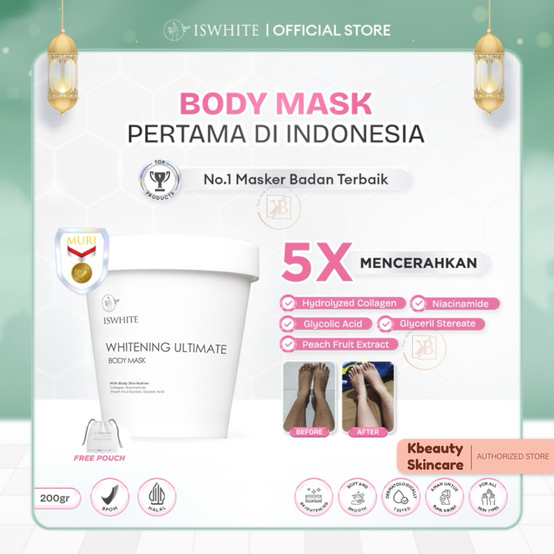 Jual ISWHITE Body Mask Size 70gr/200gr - Masker Badan Nomer 1 ...