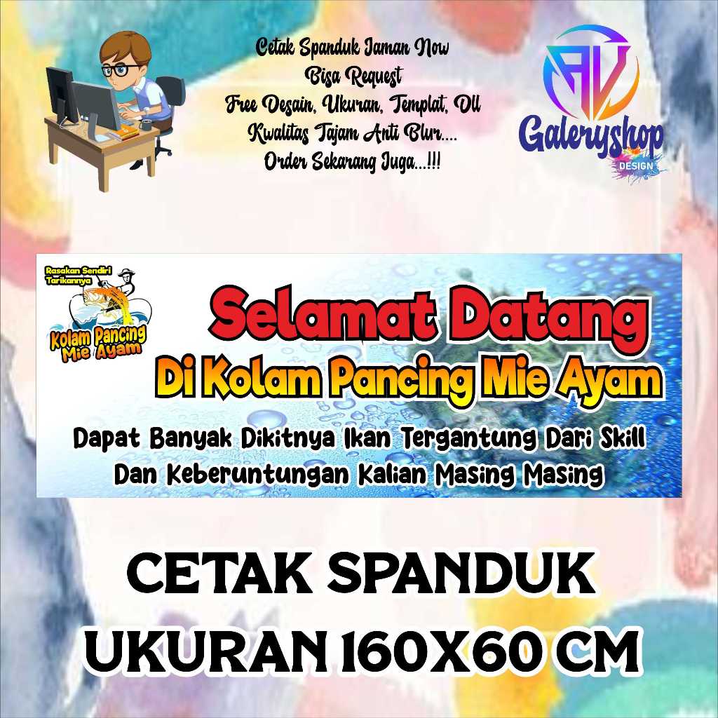 Jual spanduk, banner pemancingan, rental, dll custom 160x60 cm | Shopee ...