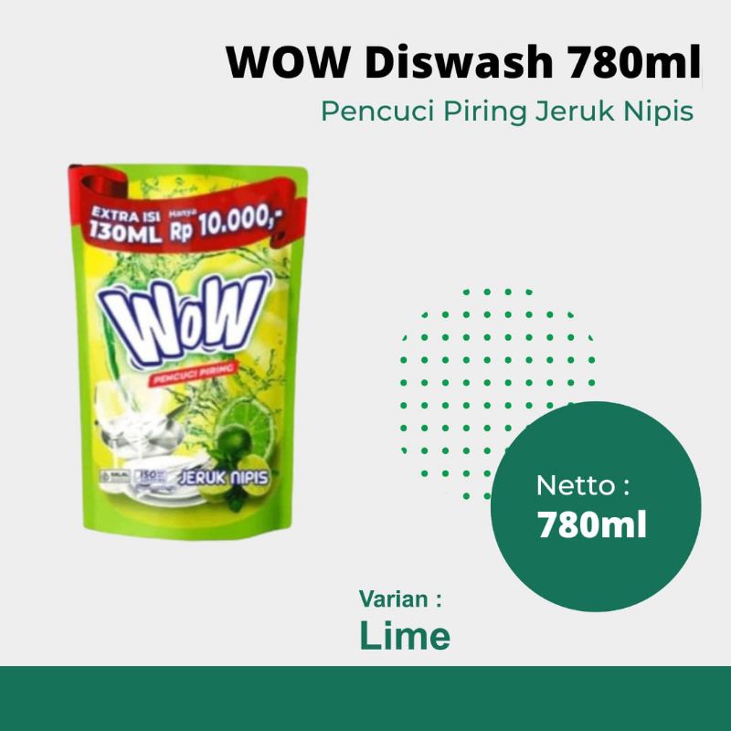 Jual Sabun cuci piring WOW Dishwash Lime 780ml | Shopee Indonesia