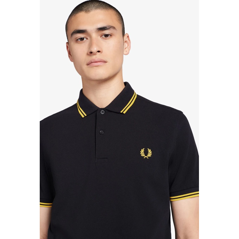 Jual Fred Perry M3600 506 Twin Tipped Polo Shirt In Black Yellow ...