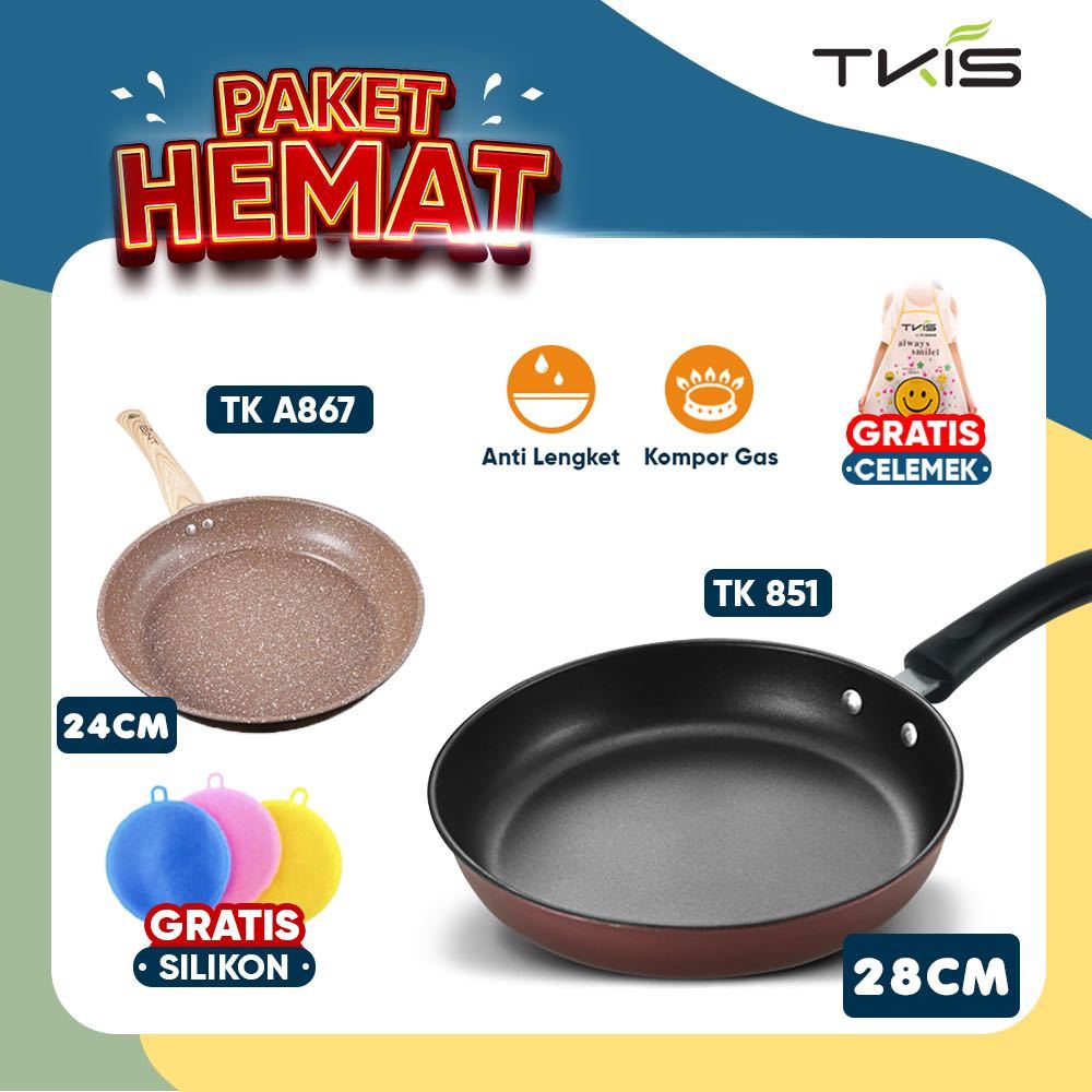 Jual TKIS Paket Combo Wajan Batu Medis Premium 24cm dengan Frypan 28 Cm ...