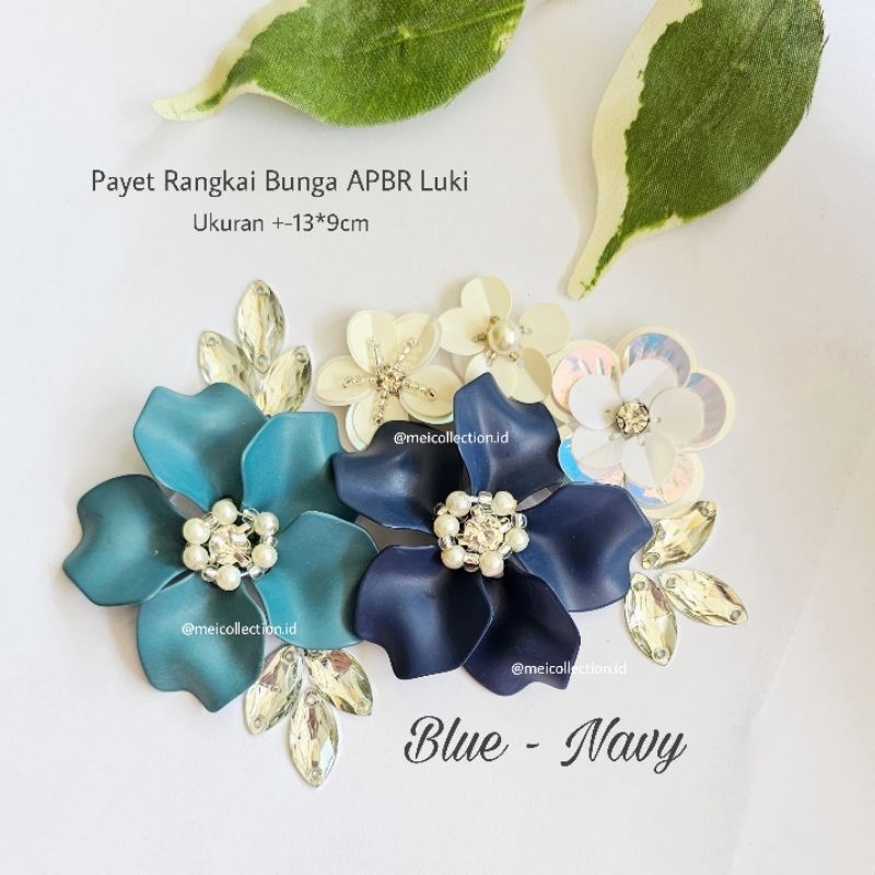 Jual payet rangkai mutiara bunga 3d permata KOMPILASI nuansa biru blue ...