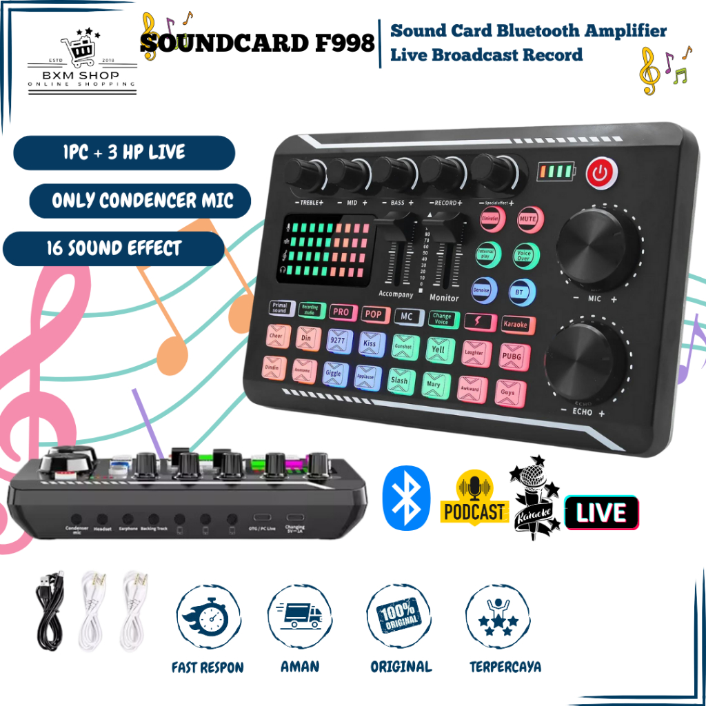 Jual YOU PIN Sound Card F998 Live Mixer Audio Broadcast Recording / Live Soundcard f998 Mixer ...