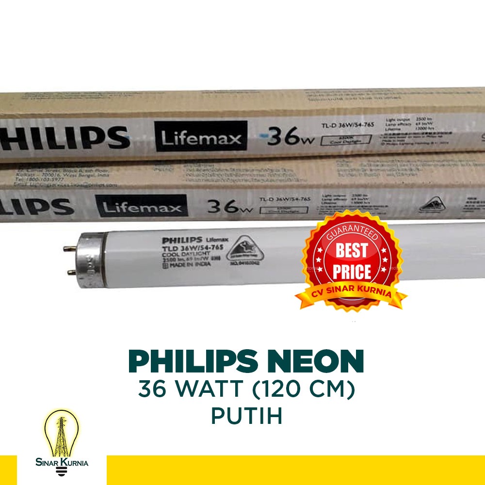 Jual HARGA GROSIR Lampu Neon Philips Lifemax TL-D 36 Watt 36W | Shopee Indonesia