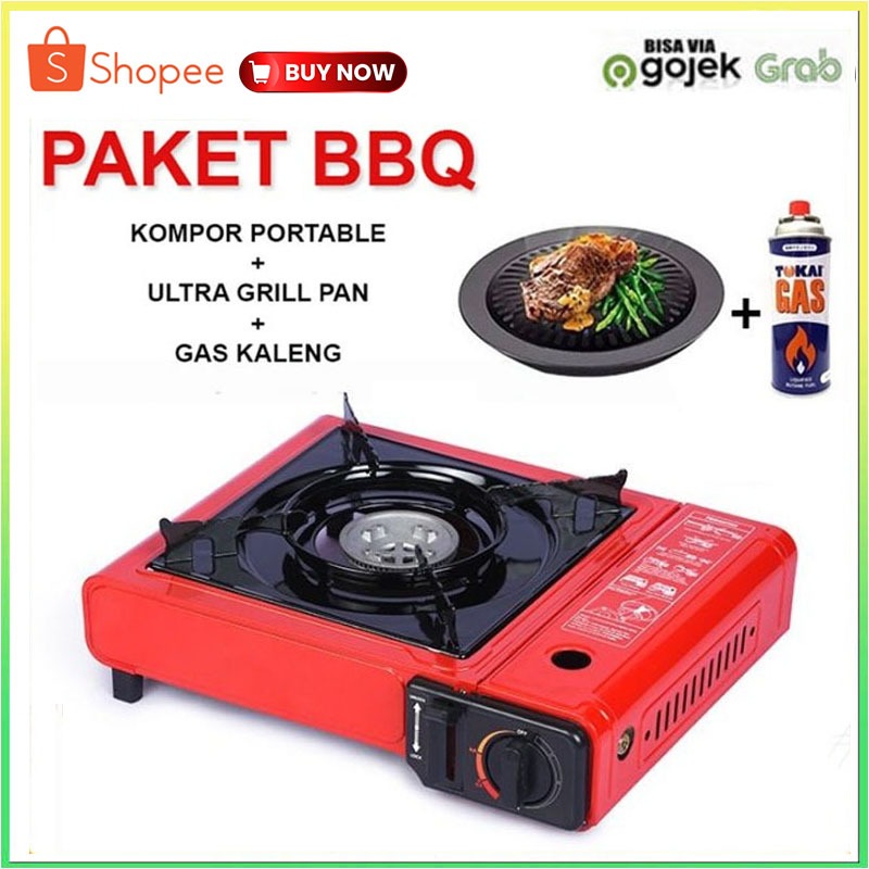 Jual Paket Kompor Gas Portabel 2in1 Portable Stove Kompor Masak Camping Bisa Gas Kaleng Elpiji ...