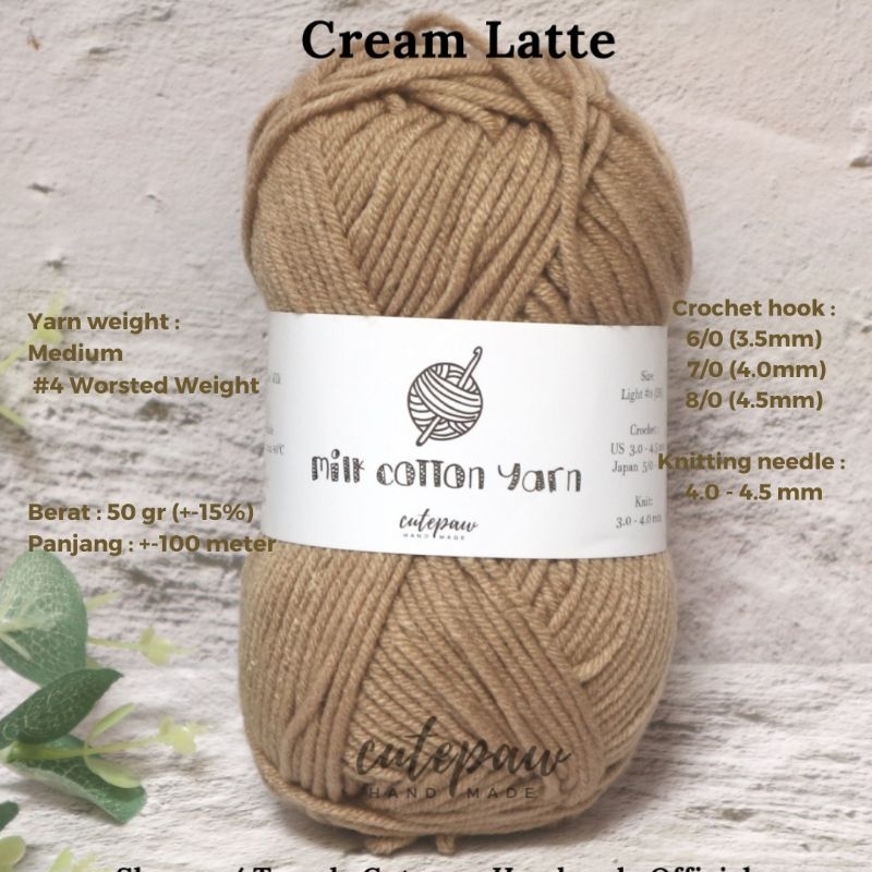 Jual [Milk Cotton] Cream latte coklat muda - Benang Rajut Katun Susu ...