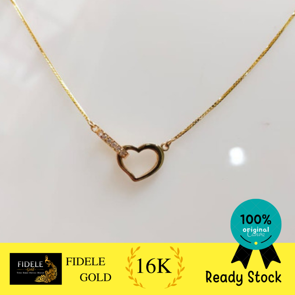 Jual Kalung hati rantai italy santa fashion permata emas 700 16k ...
