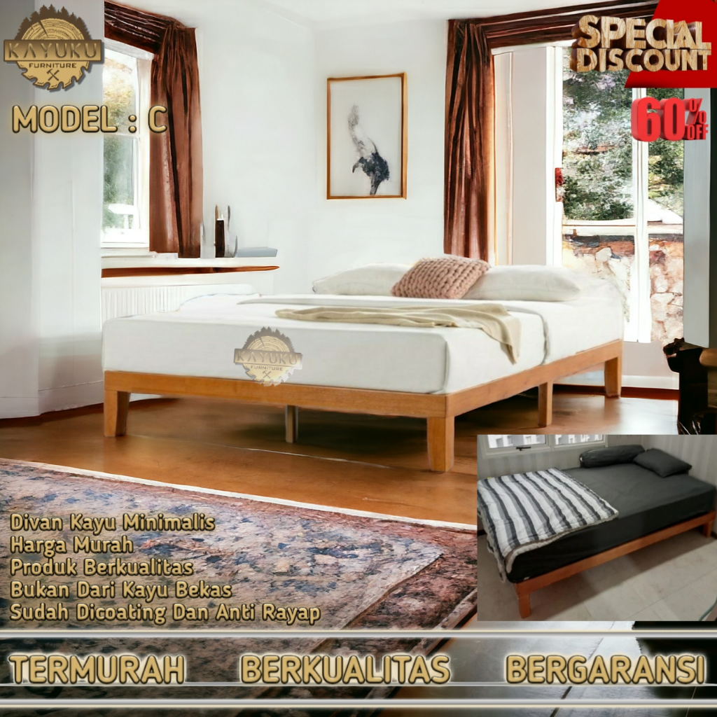 Jual DIPAN TEMPAT TIDUR KAYU MURAH DIVAN ALAS MATRAS KASUR MINIMALIS ...