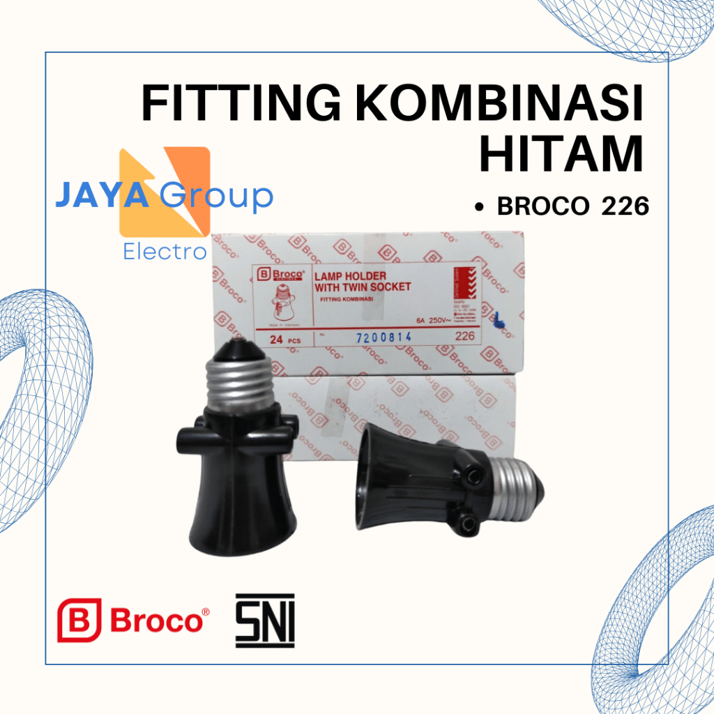 Jual BROCO FITTING LAMPU KOMBINASI COLOK E27 HITAM 226 FITING BOHLAM ...