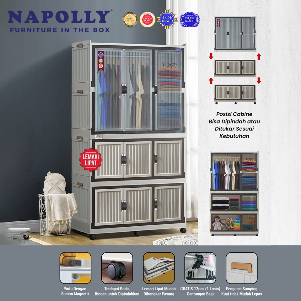 Jual LEMARI PAKAIAN NAPOLLY LIPAT GANTUNG FOLDING CABINET 3211 | Shopee ...