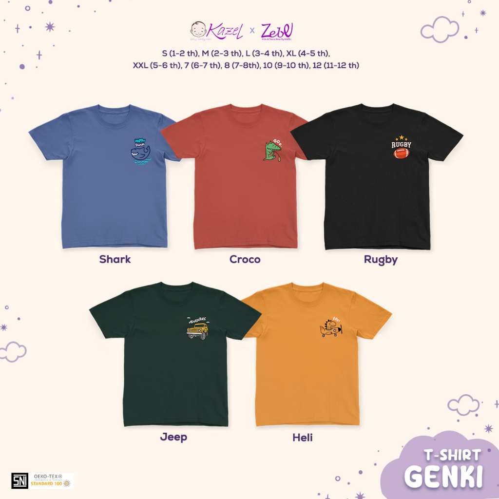 Jual Kazel x Zebe Tshirt Genki Motif (1 pcs) | Shopee Indonesia