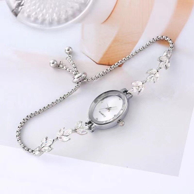 Jual EN LIGNE - Jam Tangan Wanita Tali Rantai Gelang Serut Stainless ...
