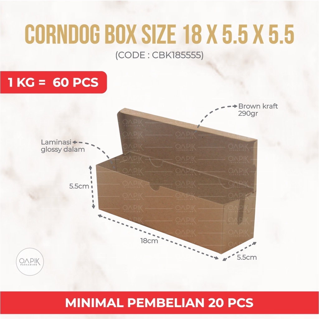 Jual PAPER BOX Corndog Box 18x5.5x5.5, Hotang Box, Hotdog Box, Sosis ...
