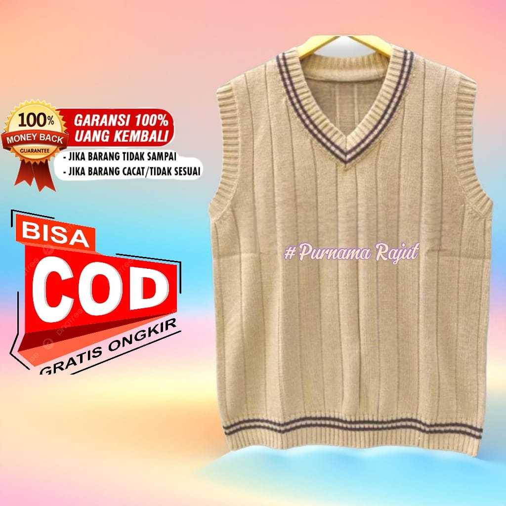 Jual VEST RAJUT - ROMPI PRIA WANITA PREMIUM WARNA NAVY HITAM ABU CREAM ...