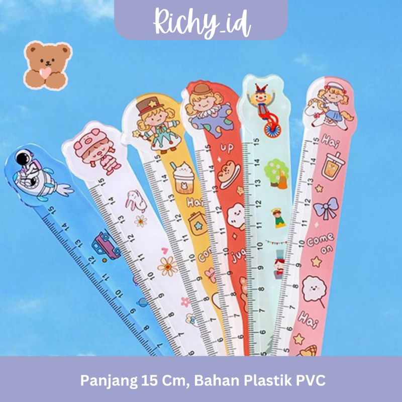Jual penggaris lucu 15 cm / penggaris plastik funny karakter ...