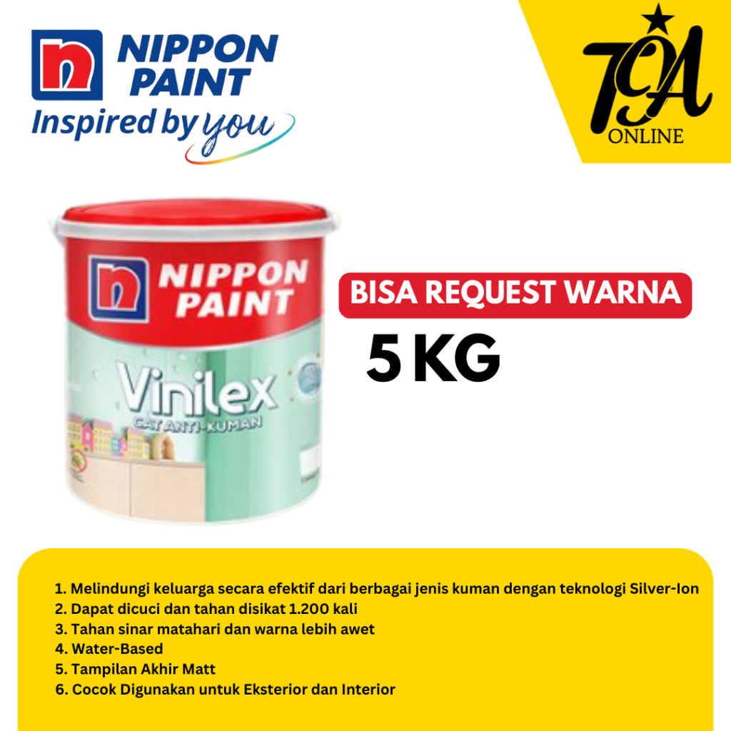 Jual NIPPON PAINT Vinilex Silver Ion Cat Tembok Interior Anti Kuman 5 ...