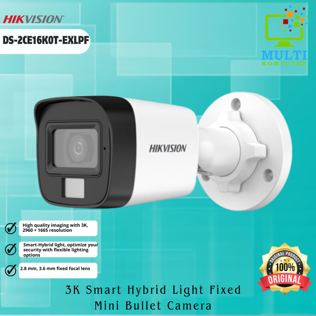 Jual HIKVISION DS-2CE16K0T-EXLPF TURBO HD 5MP Dual Light Fixed Bullet Cam | Shopee Indonesia