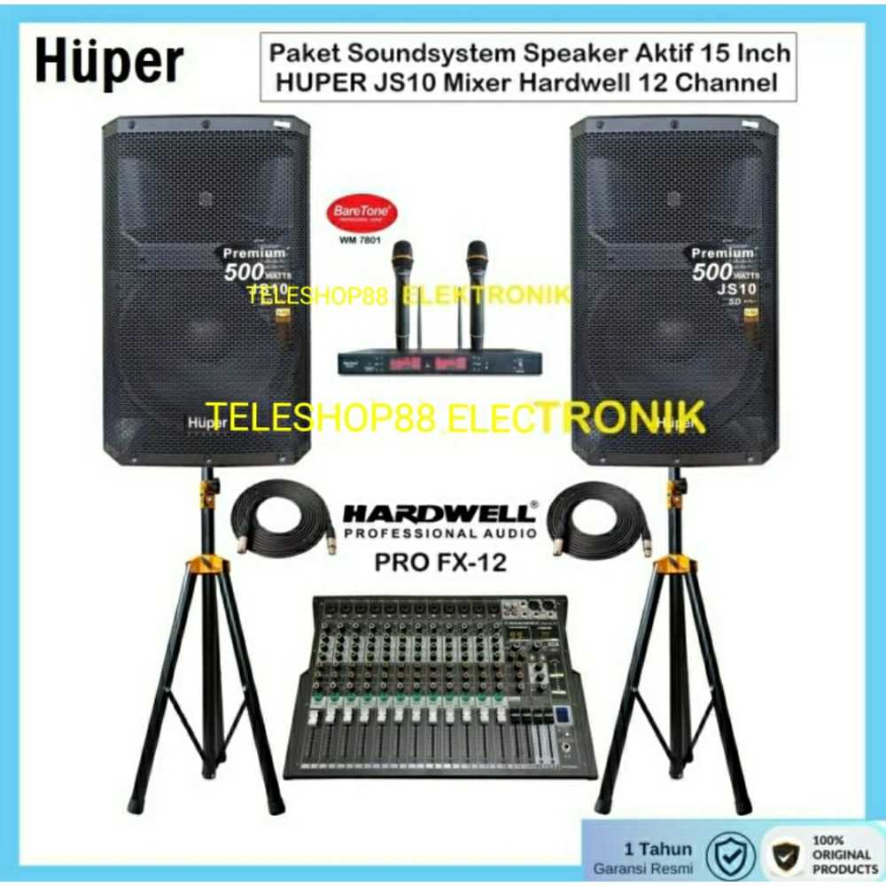 Jual Paket Sound System Outdoor/Indoor Speaker Aktif 15 Inch Huper JS10 ...