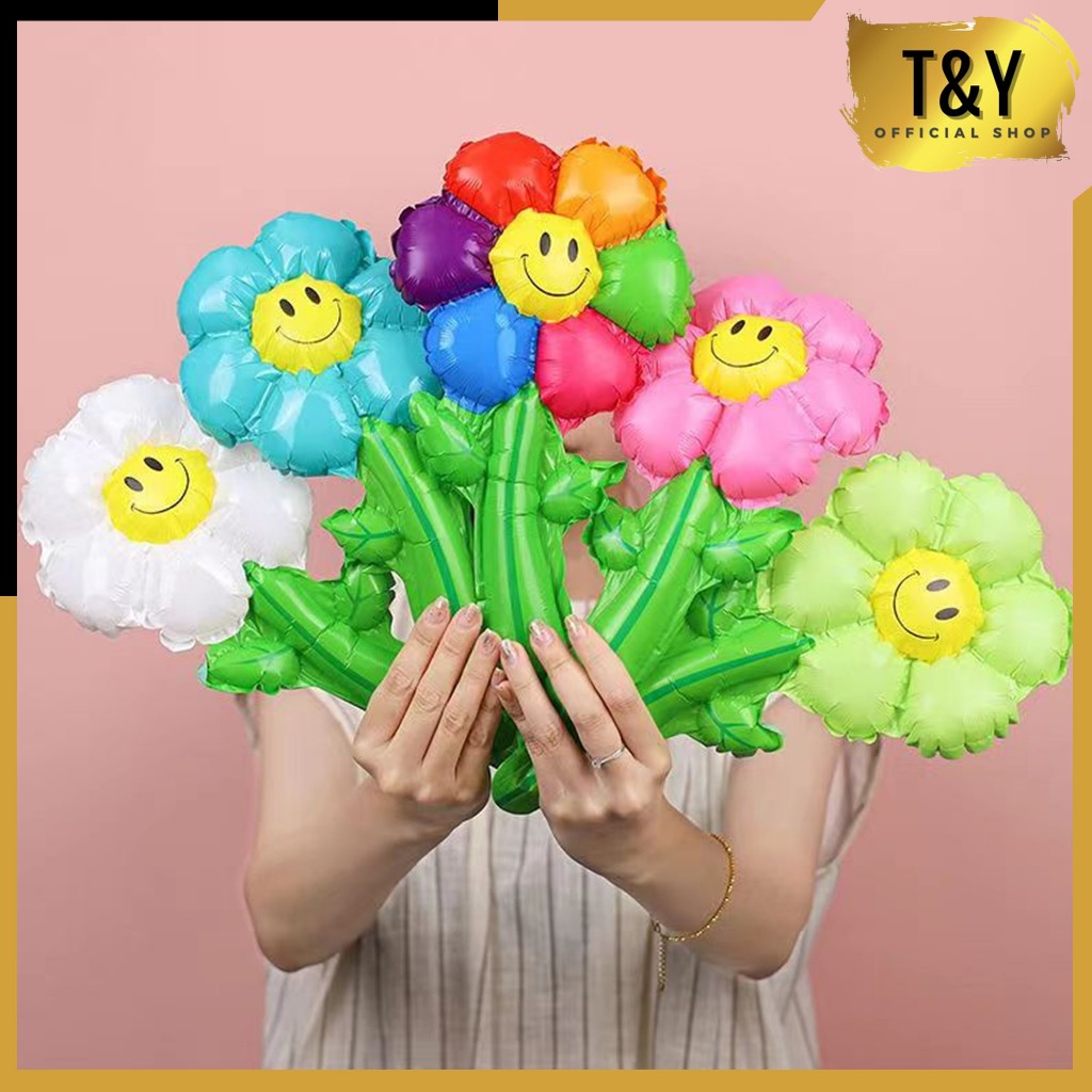Jual T&Y Balon Sunflower Polos Balon Foil Tongkat Bunga Matahari ...