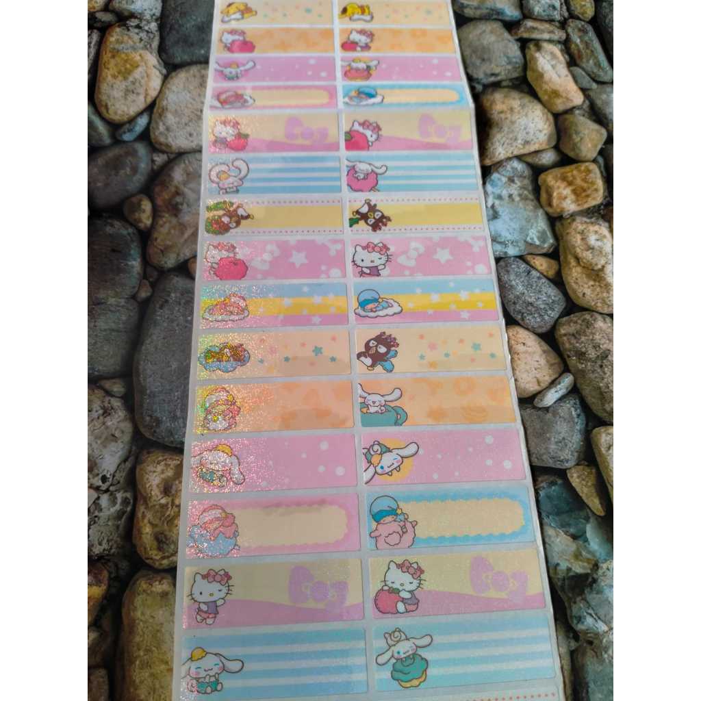 Jual STIKER LABEL NAMA WATERPROOF SANRIO GLITTER | Shopee Indonesia