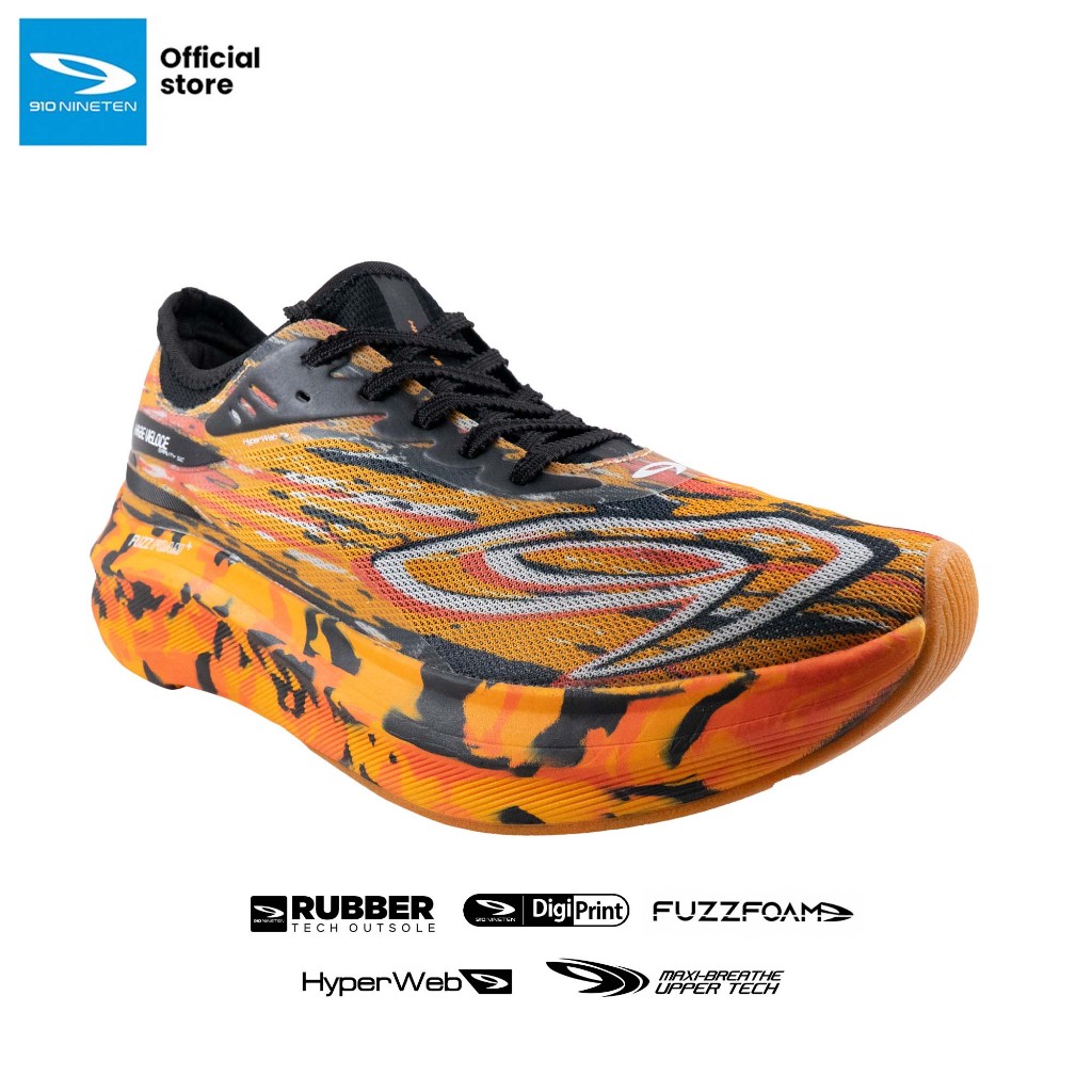 Jual 910 Nineten Haze Veloce Gravity Sepatu Lari - Hitam/Orange/Jingga ...