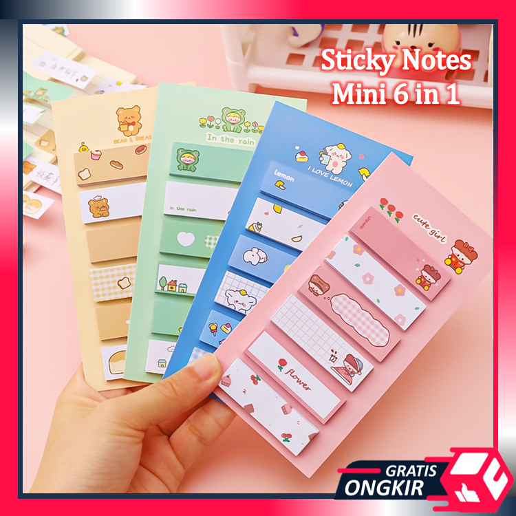 Jual Gratis Ongkir - S6222 Sticky Notes Label Karakter 6 in 1 / Penanda ...
