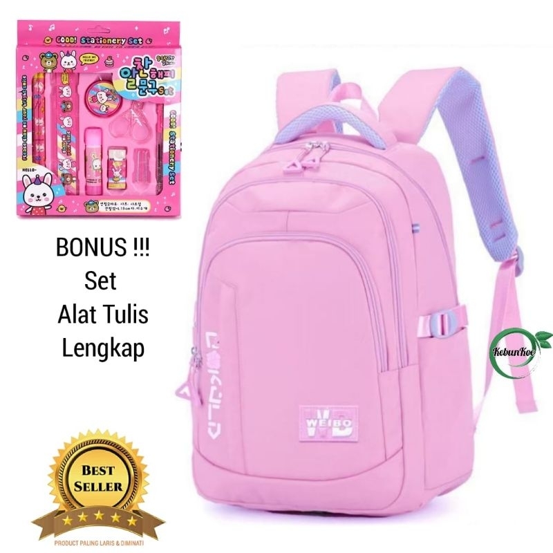 Jual Tas Sekolah SD SMP SMA Anak Perempuan Backpak Bonus Set Alat Tulis Lengkap | Shopee Indonesia