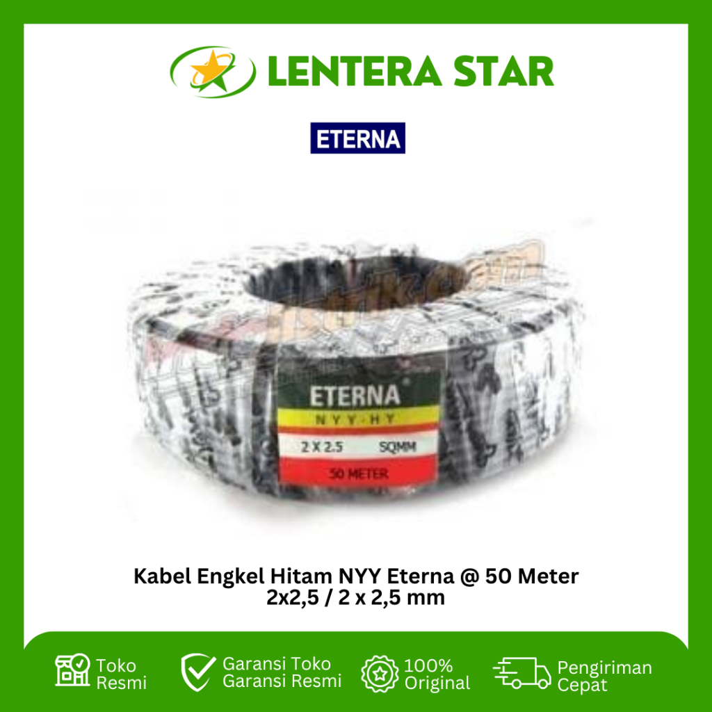 Jual Kabel Engkel Hitam NYY Eterna @50 Meter 5 M @ 100 Meter 100 M 2x2 ...