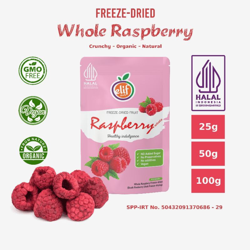 Jual ELIF FRUITS Freeze Dried Raspberry Whole Crisp Buah Raspberry Utuh ...