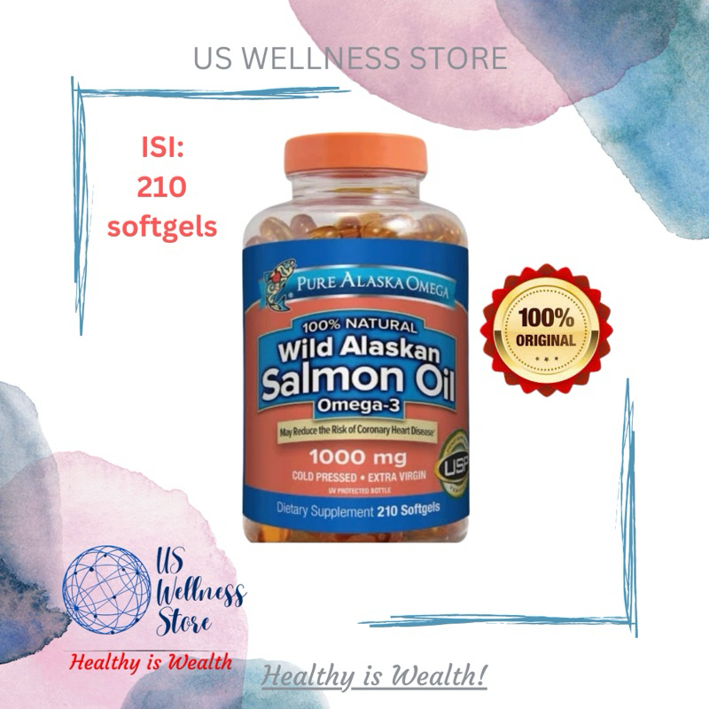 Jual Pure Alaska Omega Wild Alaskan Salmon Oil 1000mg isi 210 Softgels ...