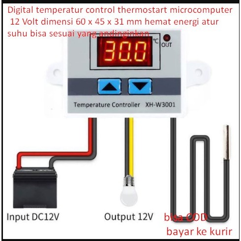 Jual Digital temperatur control thermostart microcomputer 12 Volt ...