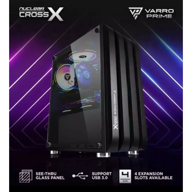 Jual Casing PC Gaming Varro Prime Nuclear Cross X Black | Shopee Indonesia