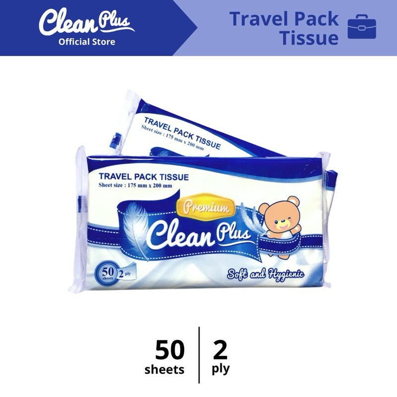 Jual [1 paket = 5 pcs] CLEAN PLUS Tissue Travel Pack (50 sheets/2 ply ...