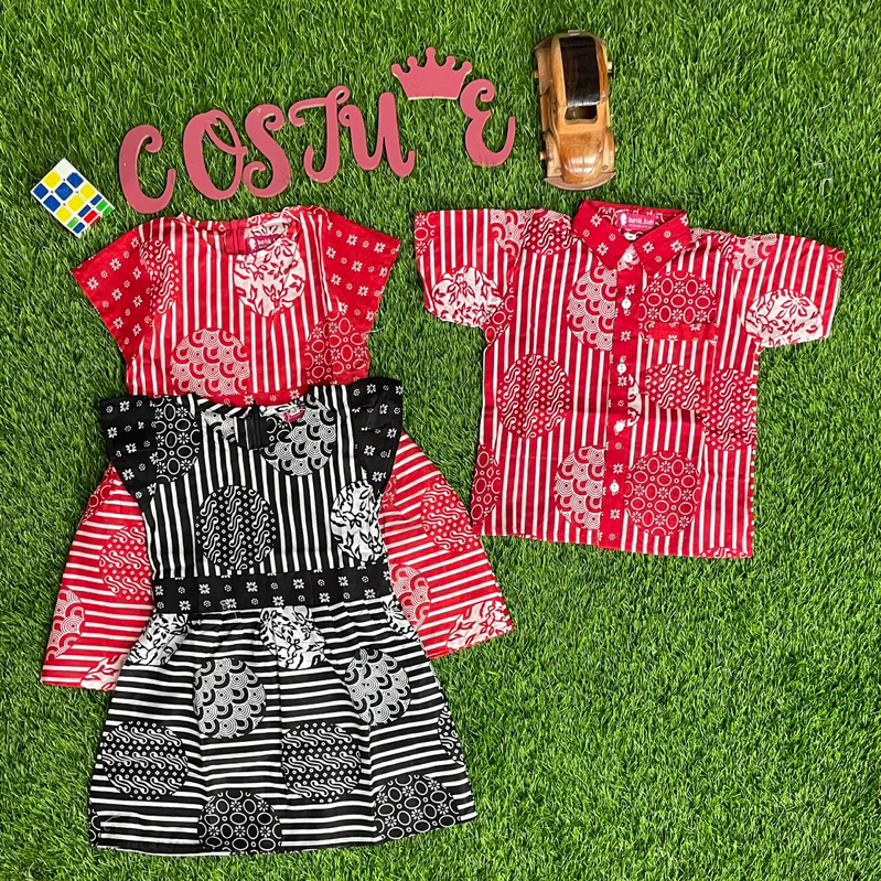 Jual Batik Costume Dress Batik Anak Bola Lurik Merah Dan Hitam Couple ...