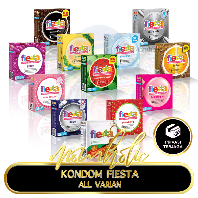 Jual Kondom FIESTA Delay Ultra Thin Ultra Safe Strawberry Max Dotted ...