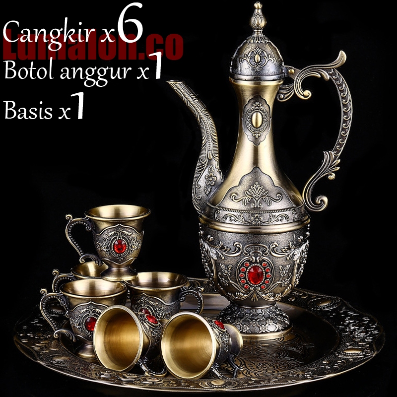 Jual 8pcs/Set Teko Arab Aladin Gold Gelas Anggur Emas Antik, Ornamen ...