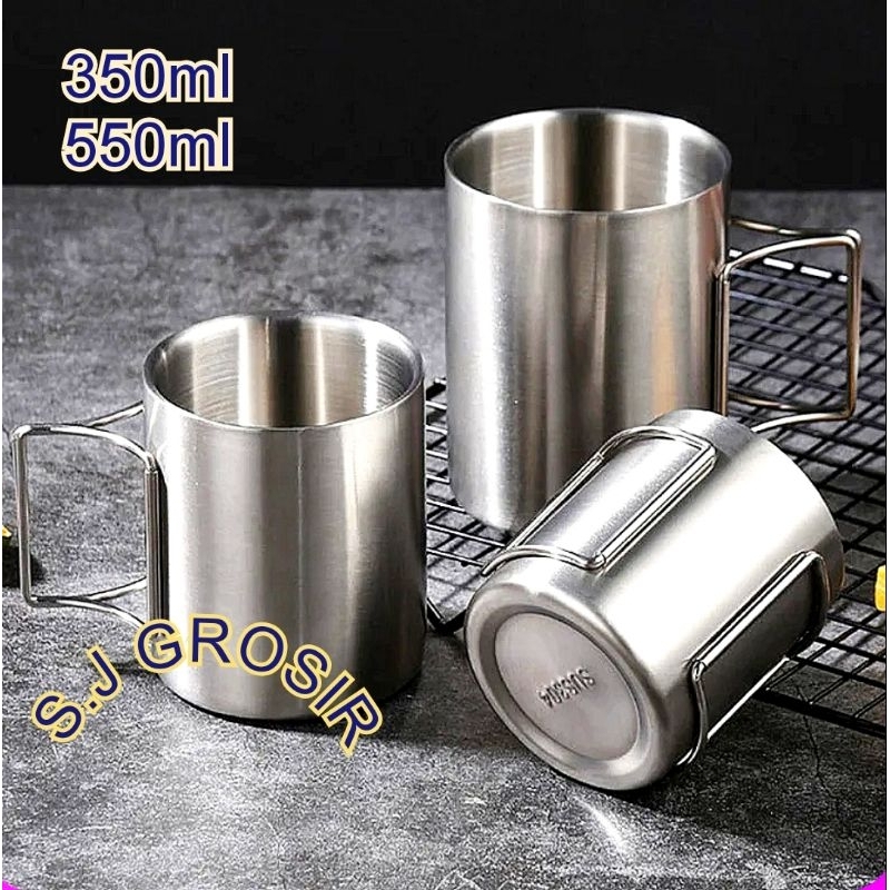 Jual premium grade A gelas cangkir mug tebal stainless steel SUS 304 tahan karat 350ml,550ml ...