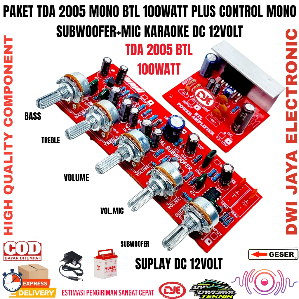 Jual Paket Power TDA2005 Monon BTL 100Watt Plus Control Mono Subwoofer ...